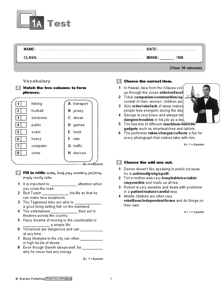 01 BLAZE 3 Test 1A | PDF | Linguistic Morphology | Grammar