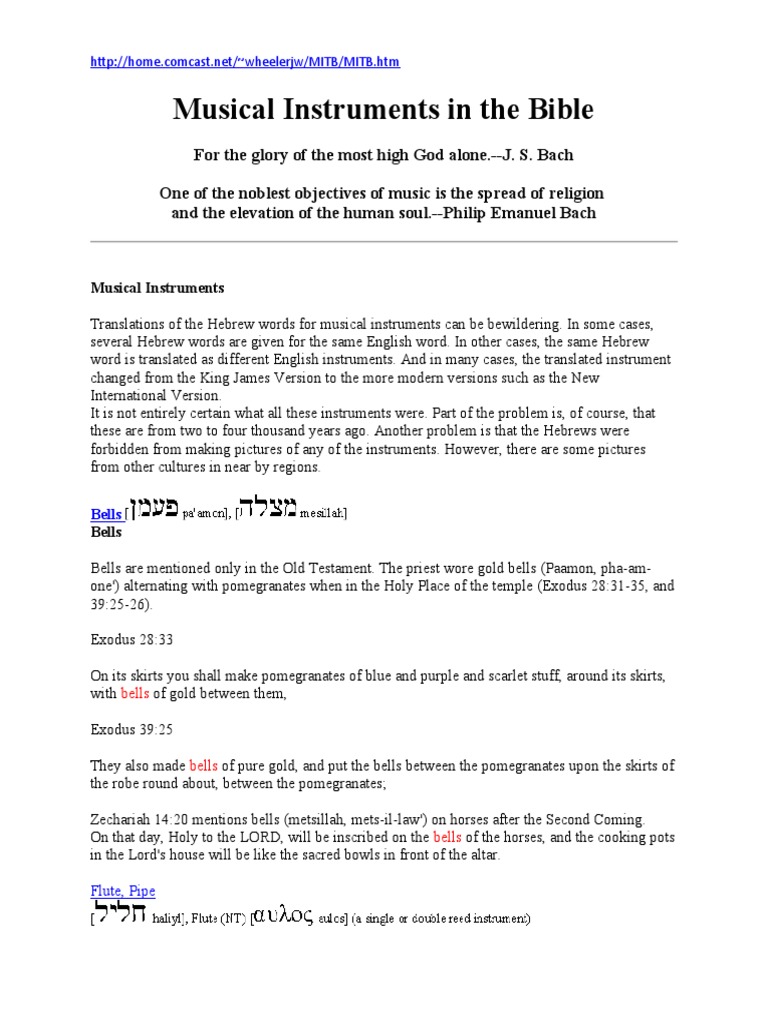 Musical Instruments in The Bible by Wheeler | PDF | New International ...