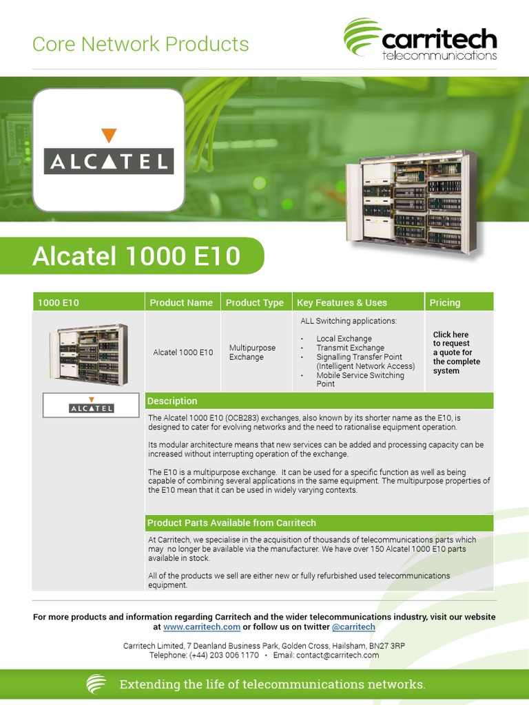 Alcatel 1000 E10: Core Network Products | PDF | Telecommunication ...