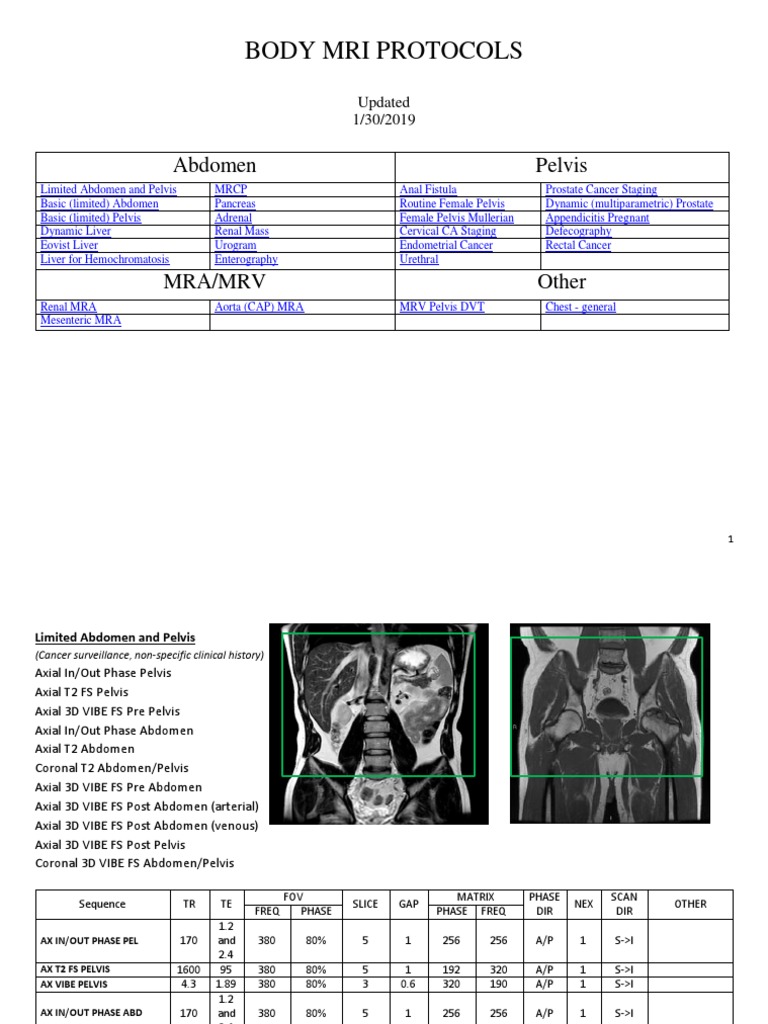 Body Mri Protocols: Abdomen Pelvis | PDF | Organ (Anatomy) | Anatomy