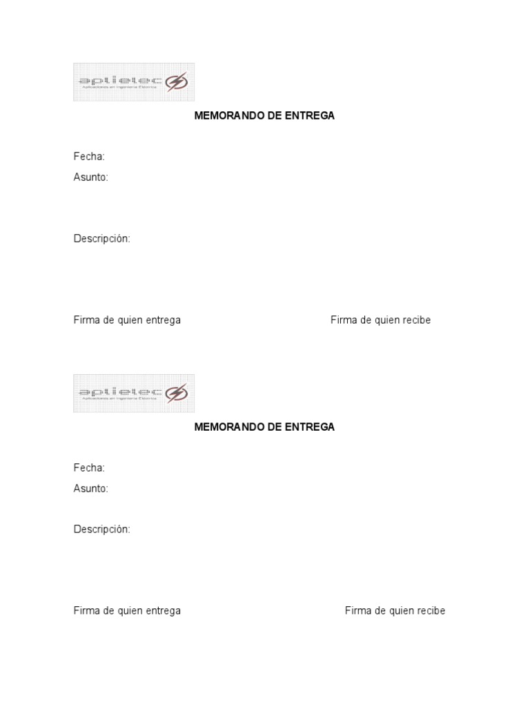 Memorando de Entrega | PDF
