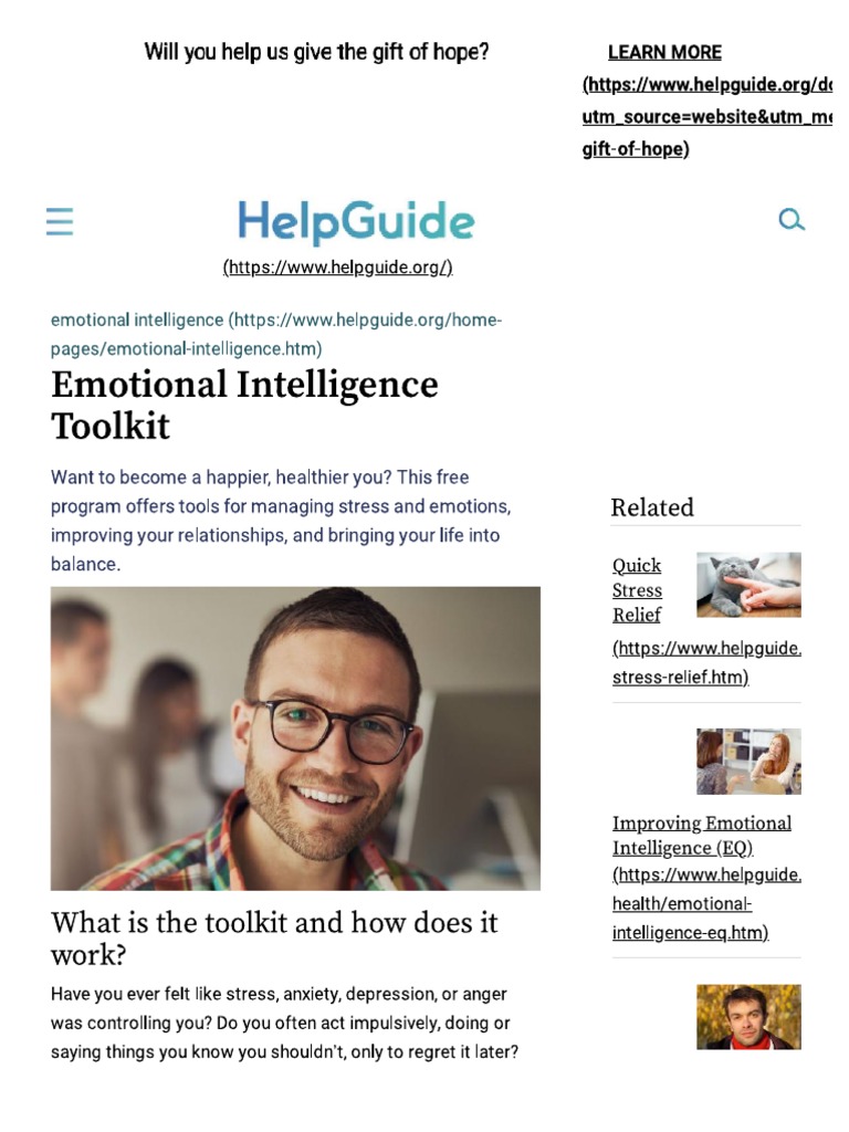 Emotional Intelligence Toolkit - HelpGuide | PDF