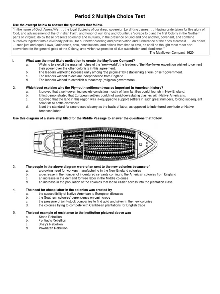 APUSH Period 2 Multiple Choice Test | PDF | Atlantic Slave Trade ...