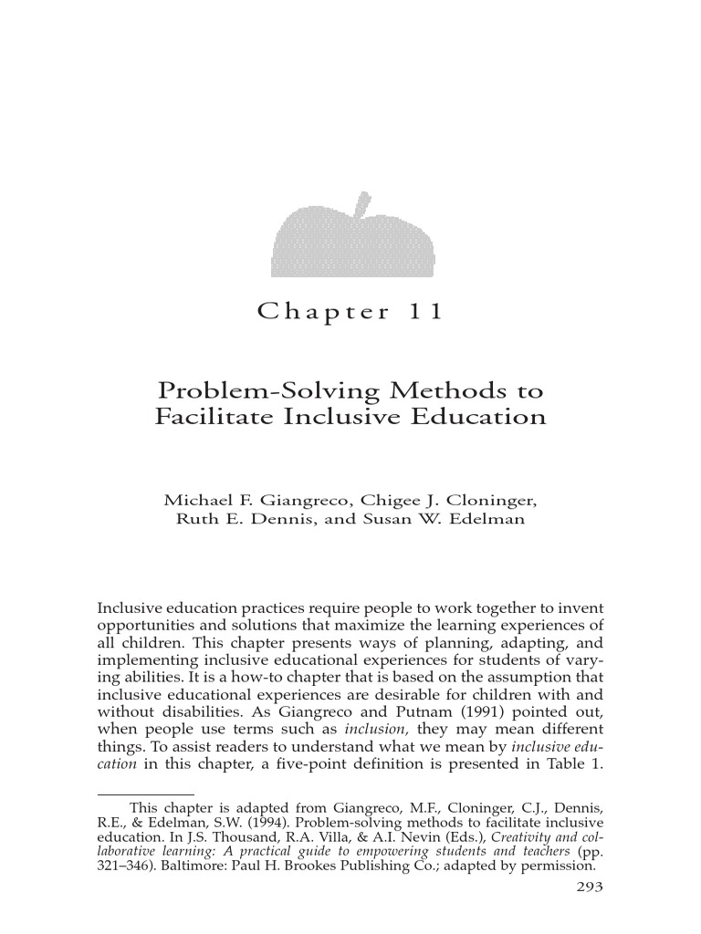 Problem-Solving Methods To Facilitate Inclusive Education | PDF ...