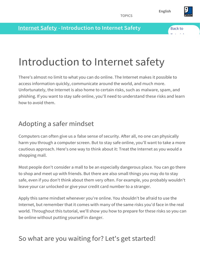 Introduction To Internet Safety: Adopting A Safer Mindset | PDF