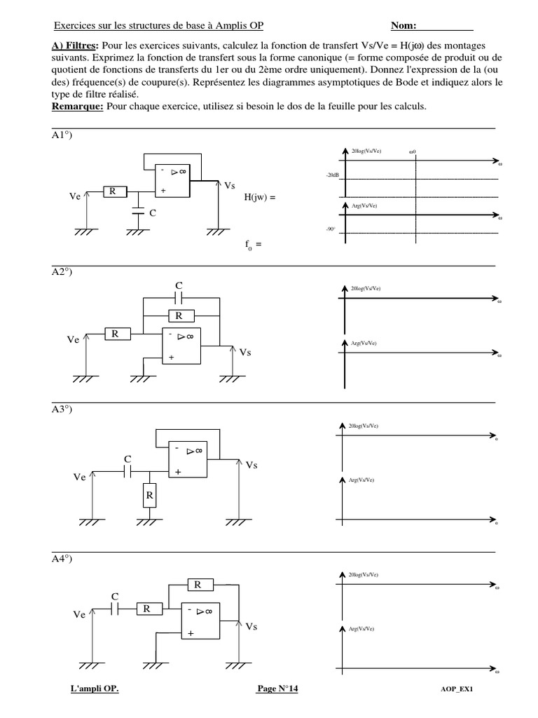 Exercices Aop Lineaires Ou Non Lineaires | PDF | Amplificateur ...