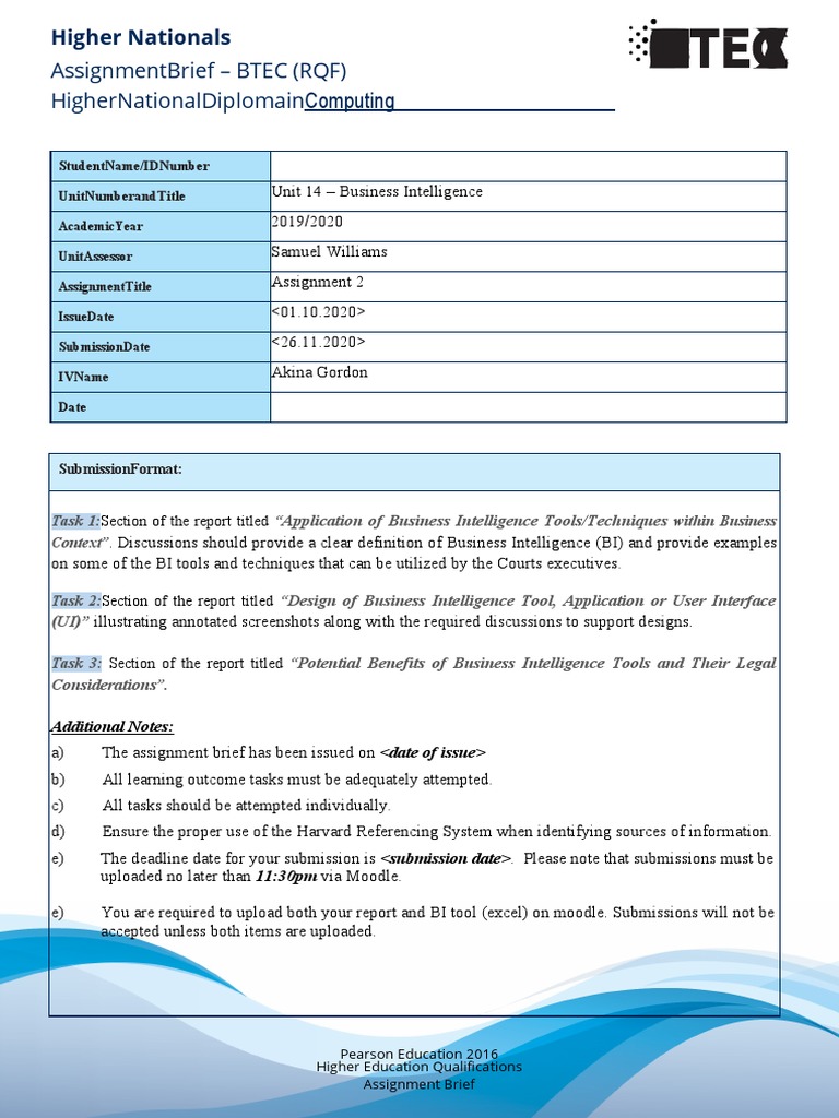 RQF Business Intelligence Assignment 2 PT CF | PDF | Business ...