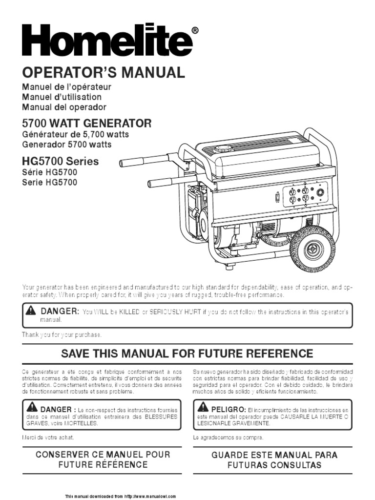 Operator'S Manual: 5700 Watt Generator HG5700 Series | PDF | Ac Power Plugs And Sockets | Mains ...