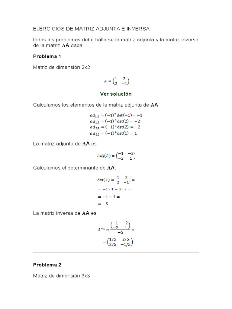 00 - Matriz Adjunta y La Matriz Inversa de La Matriz | PDF | Métodos y materiales de enseñanza ...