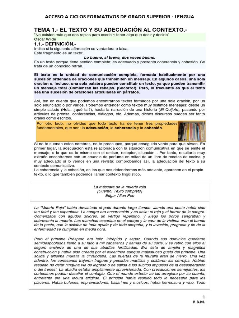 El Texto y Su Adecuación Al Contexto | PDF | Palabra | Comunicación