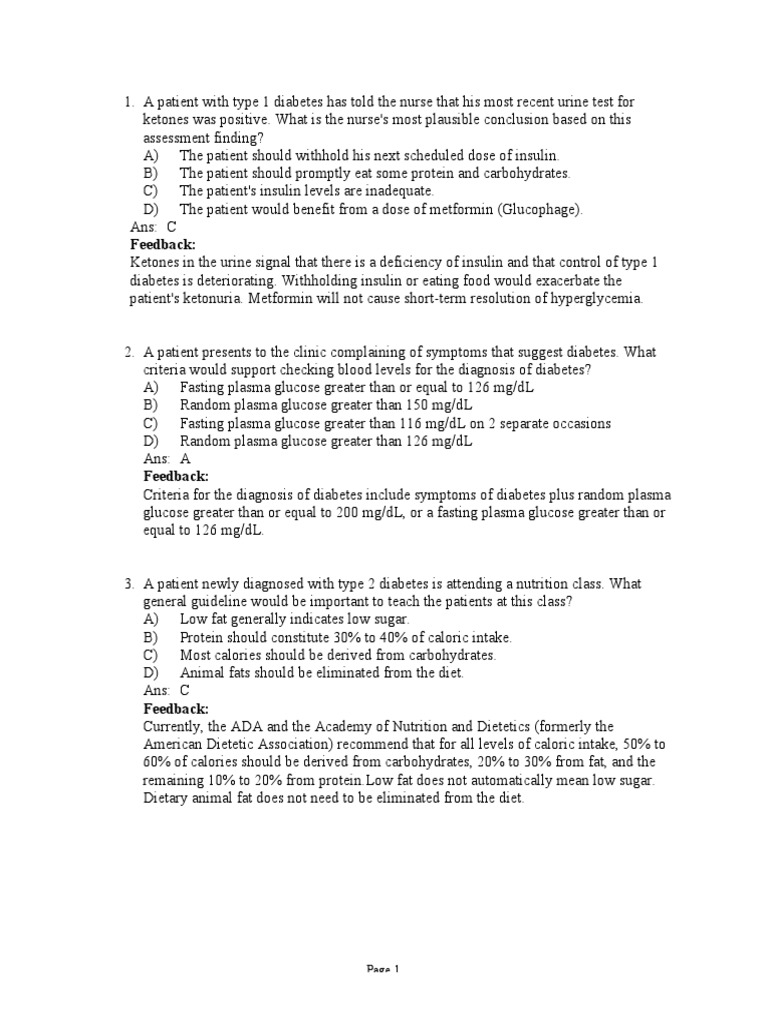 CH 51 Assessment and Management of Patients With Diabetes | PDF ...