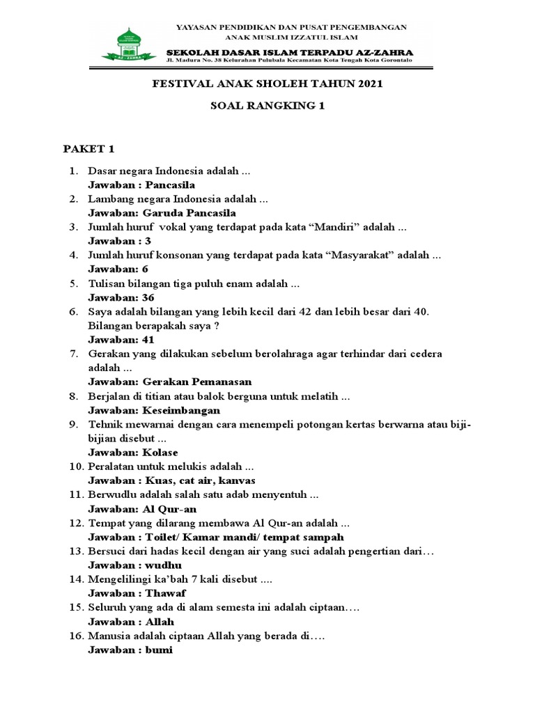 SOAL RANGKING 1 Paket 1 | PDF | Seni & Disiplin Bahasa