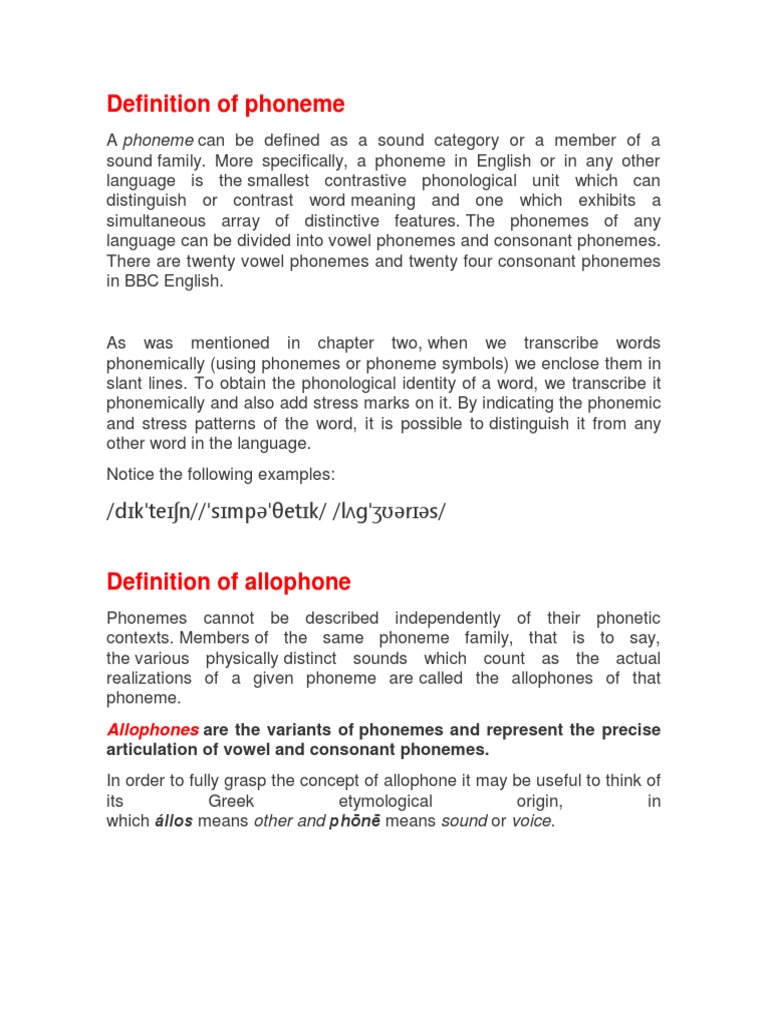 Definition of Phoneme | PDF | Phoneme | Phonetics