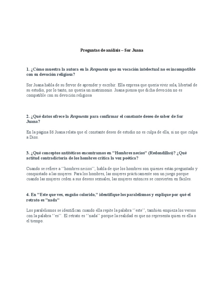 Análisis de Sor Juana y su Obra | PDF