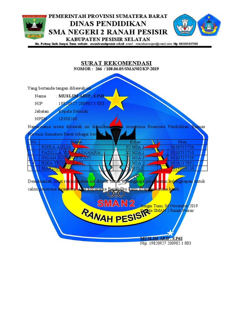 Surat Rekomendasi Baznas | PDF