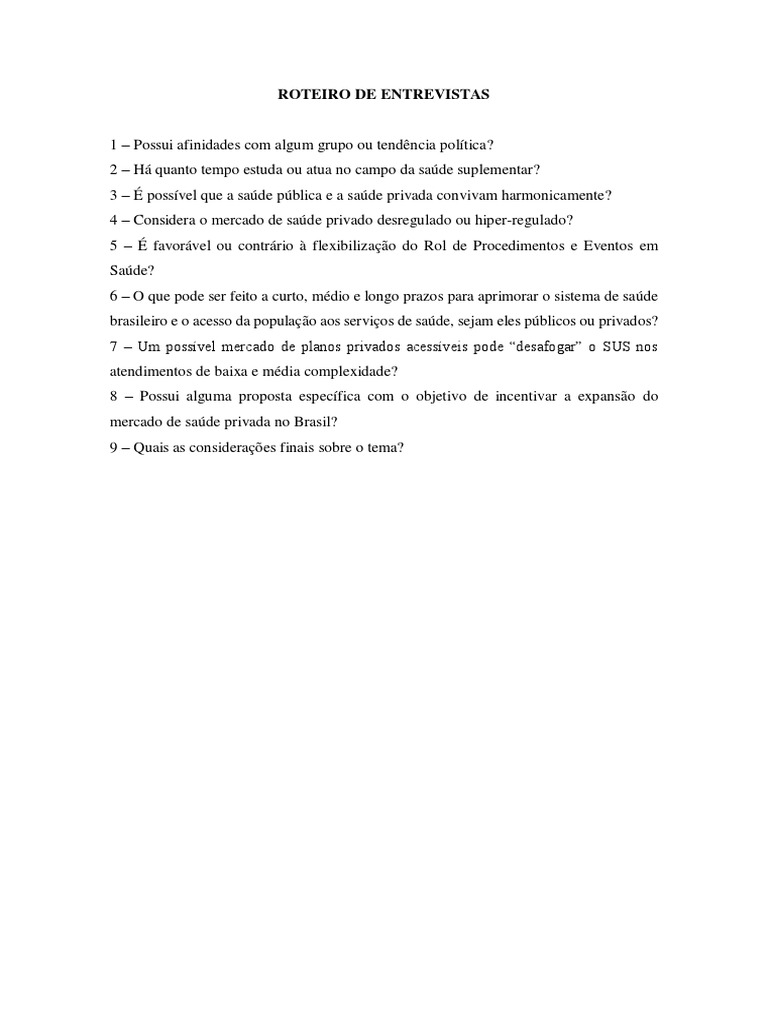 Roteiro de Entrevistas | PDF