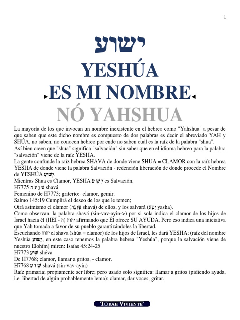 Yesh - A Es Mi Nombre, No Yahshua. | PDF | Tetragrammaton | Biblia