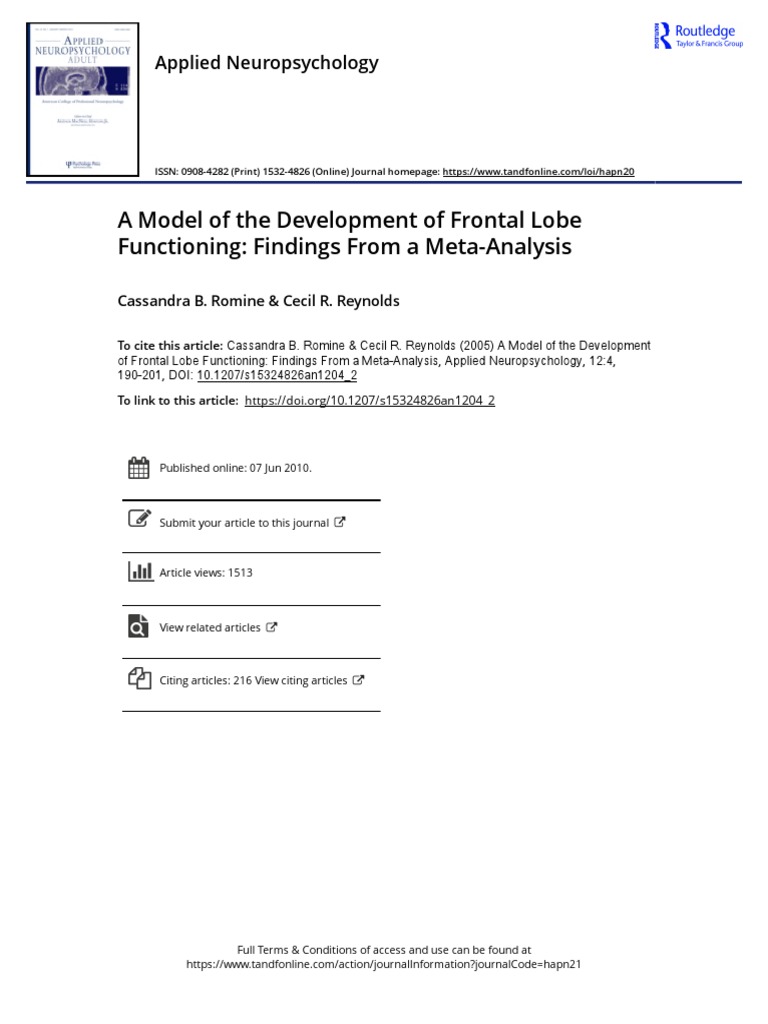 001 - A Model of The Development of Frontal Lobe Functioning Findings ...