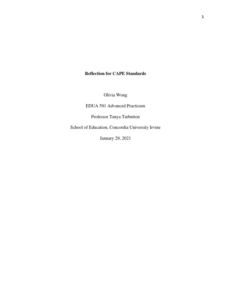 Reflection For Cape Standards | PDF | Teachers | Leadership