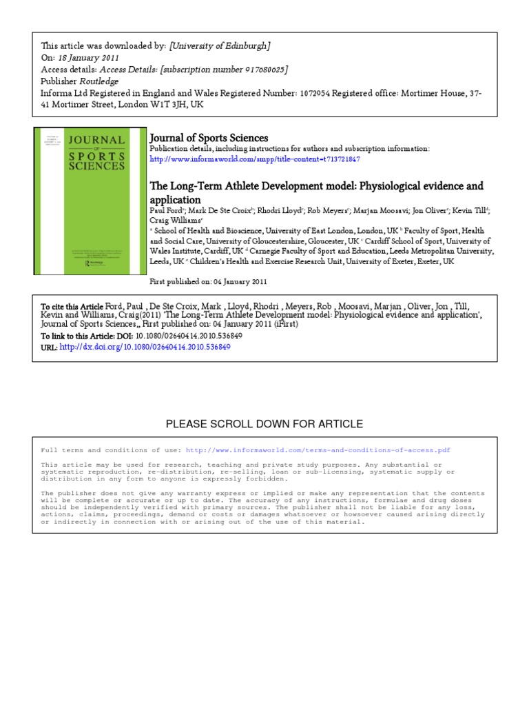 LTAD Model: Evidence and Challenges | PDF | Muscle | Literacy