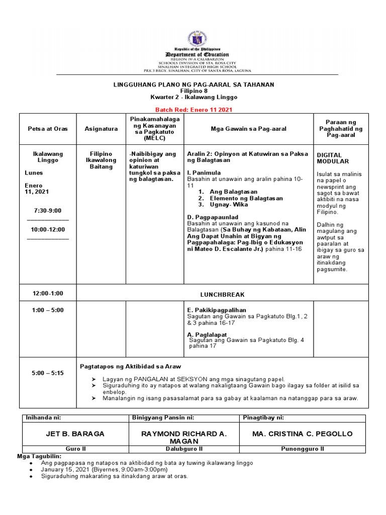 WHLP - Q2 - Fil - Week 2 | PDF