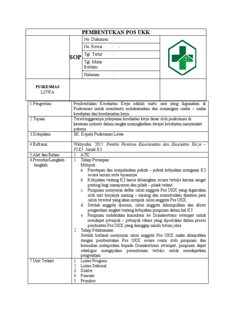 SOP Pembentukan Pos UKK | PDF