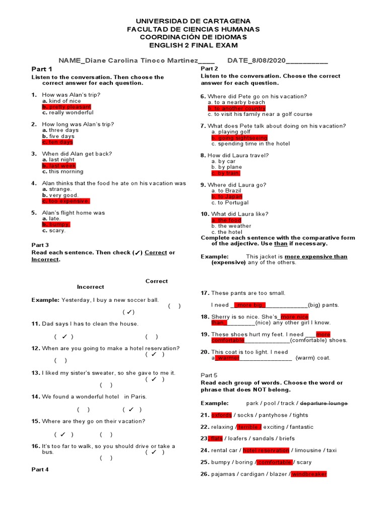 Level 2 Final Exam Units 6-10 | PDF | Clothing