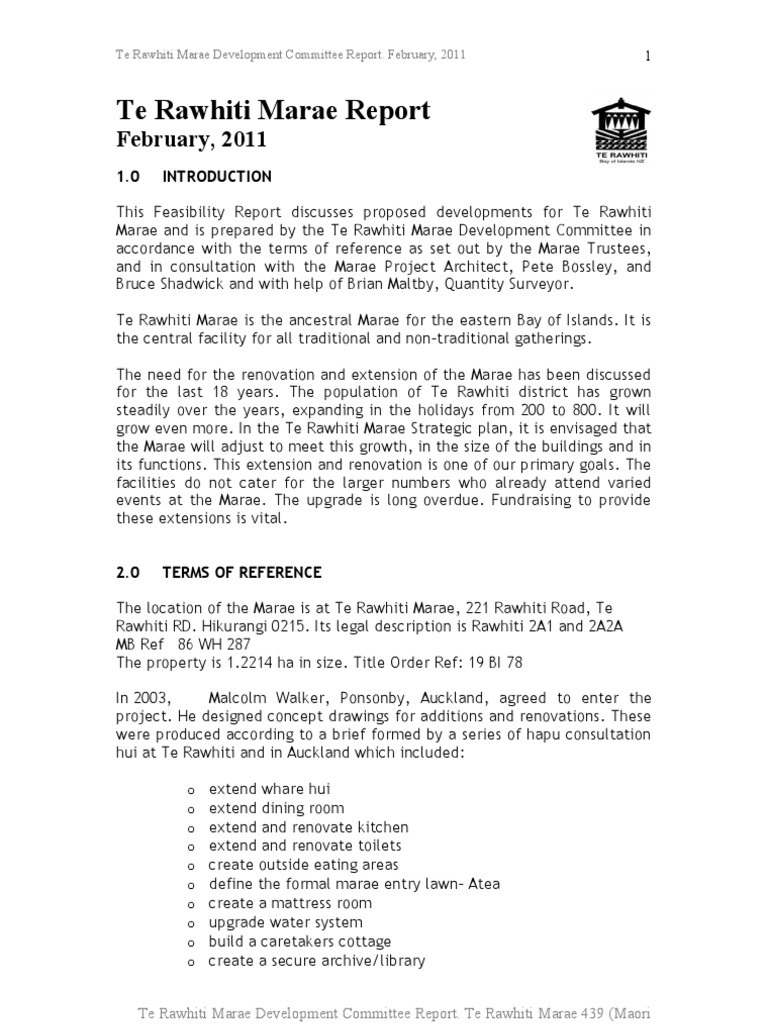 Te Rawhiti Marae Development Plan | PDF | Fundraising | Polynesian New ...