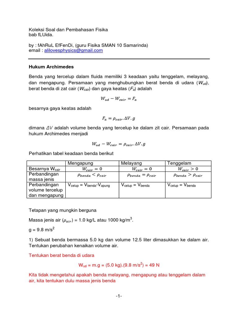 Koleksi Soal Dan Pembahasan Fluida | PDF
