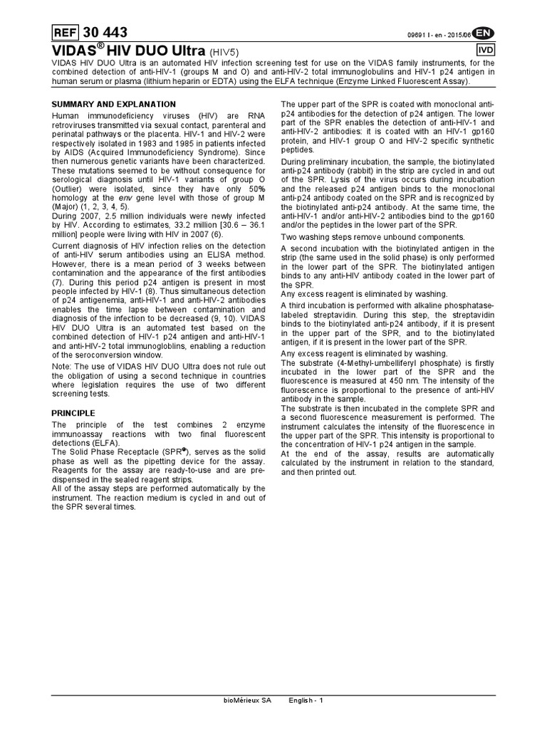 30 443 Vidas Hiv Duo Ultra: Summary and Explanation | PDF