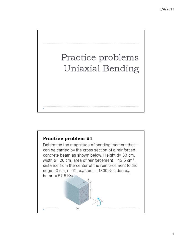 Practice Problems Practice Problems Uniaxial Bending | Download Free PDF | Bending | Beam ...