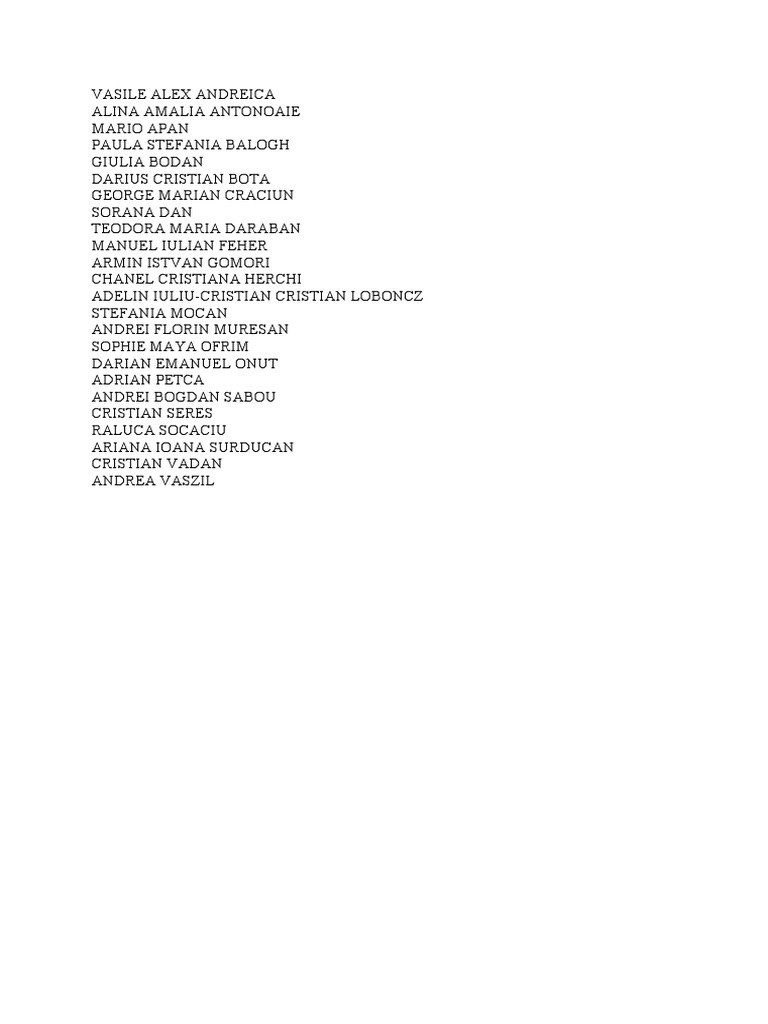 List of Individuals Including Vadan Alina | PDF