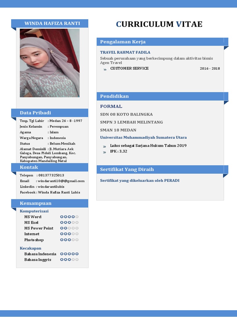 Curriculum Vitae Winda Hafiza Ranti | PDF