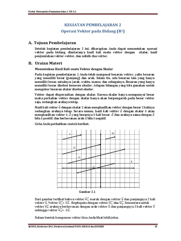 Modul Pembelajarn 2 Operasi Vektor Pada Bidang R2 | PDF