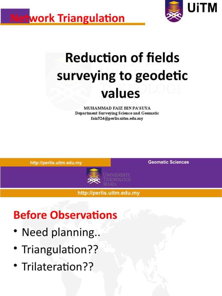 Chapter 1-Reduction of Fields Surveying To Geodetic Values | PDF ...
