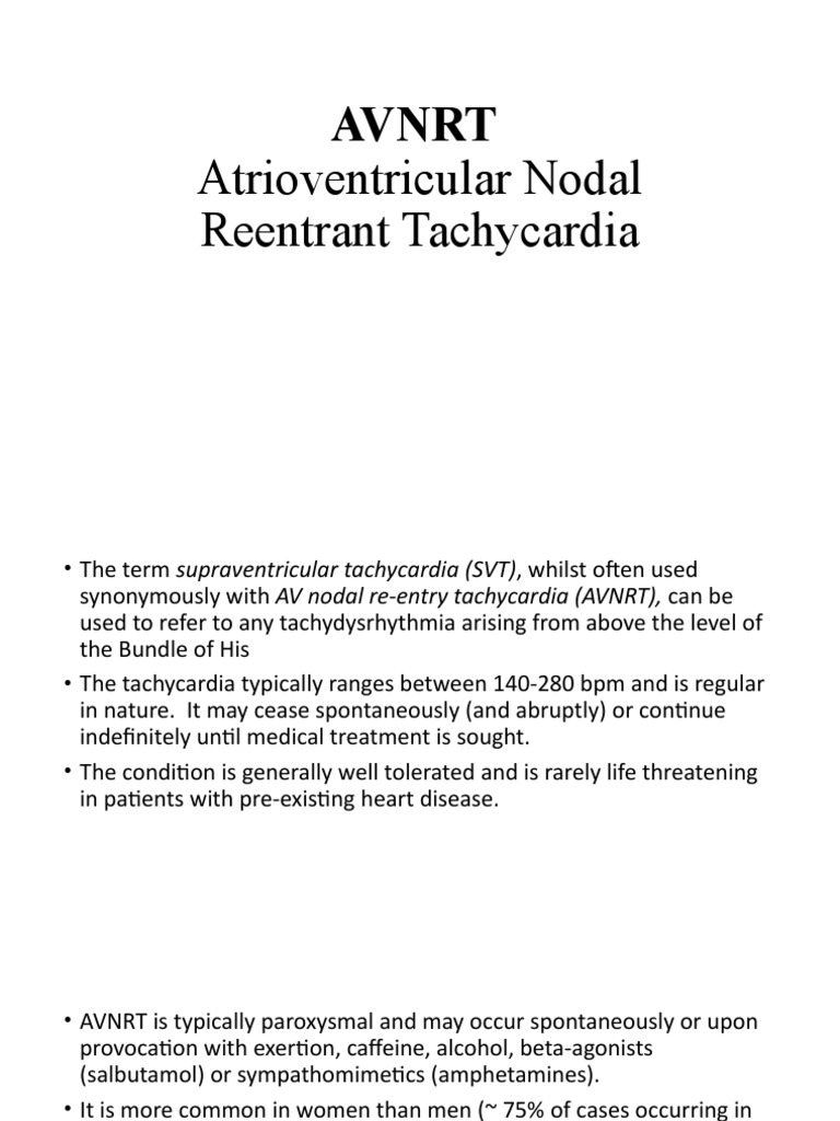 Atrioventricular Nodal Reentrant Tachycardia: Avnrt | PDF | Circulatory ...