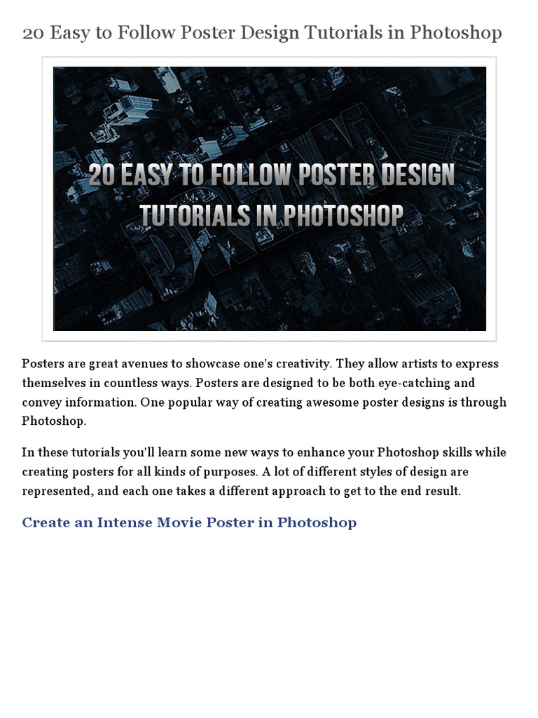 Easy Poster Design Tutorials in Photoshop | PDF | Adobe Photoshop ...