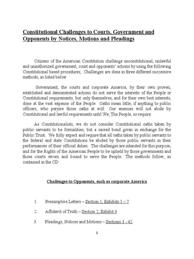 Constitutional Challenges in Court Before Proceedings Start | PDF ...