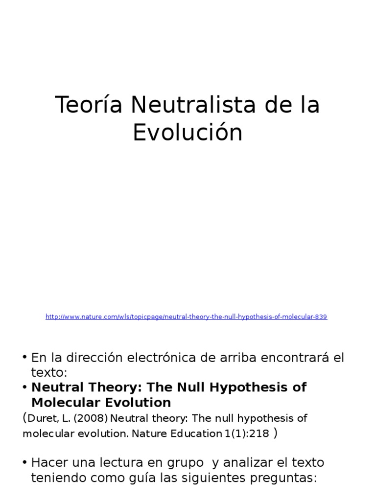 10 Teoria Neutralista de La Evolucion WLSC | PDF | Salud y bienestar ...