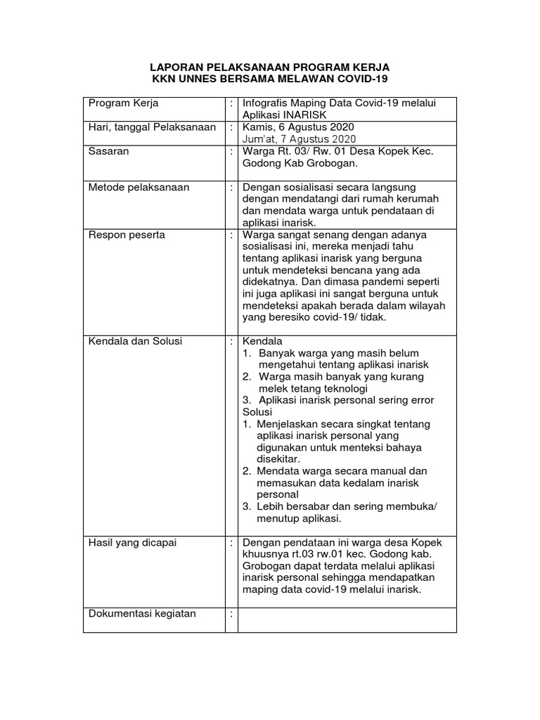 Laporan Pelaksanaan Progja KKN UNNES AYU APRIYANTI | PDF