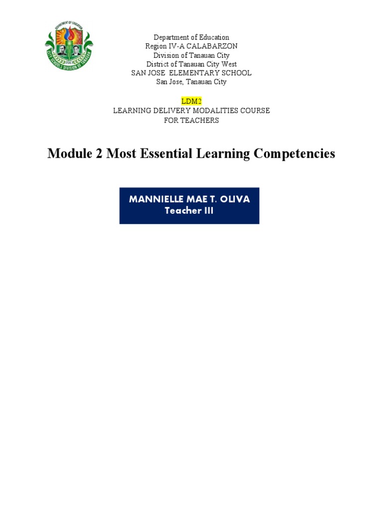 LDM2-Module-2 - Most-Essential-Learning-Competencies-Activity - Docx MANNIELLE | PDF ...