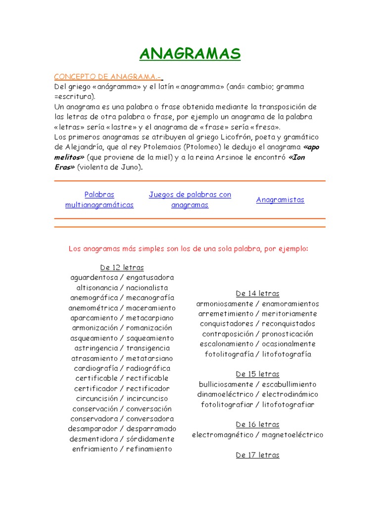 ANAGRAMAS | PDF | Poesía