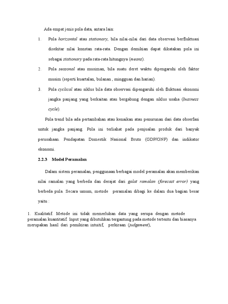 Jenis-Jenis Pola Data Peramalan | PDF
