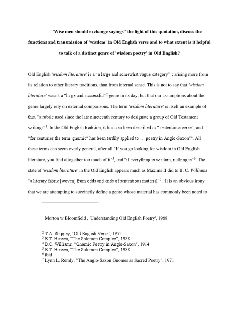 Anglo-Saxon Wisdom Poetry | PDF | Beowulf | Riddle