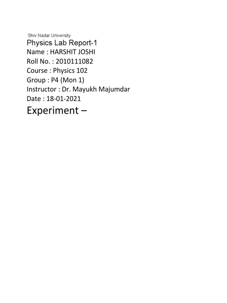 Physics Lab Report | PDF