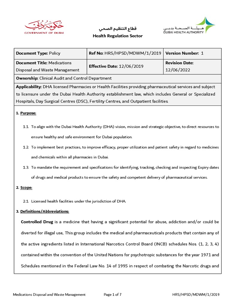 Medications Disposal and Waste Management | PDF | Pharmacy | Drugs
