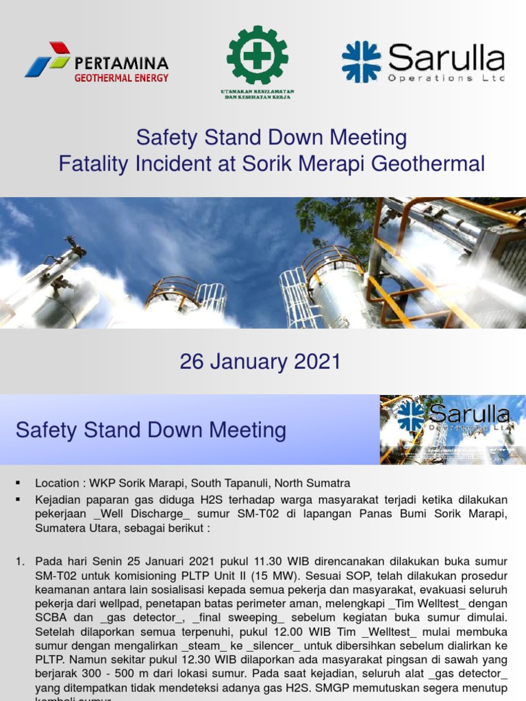 Safety Stand Down 26-01-2021 - Sorik Merapi H2S | PDF