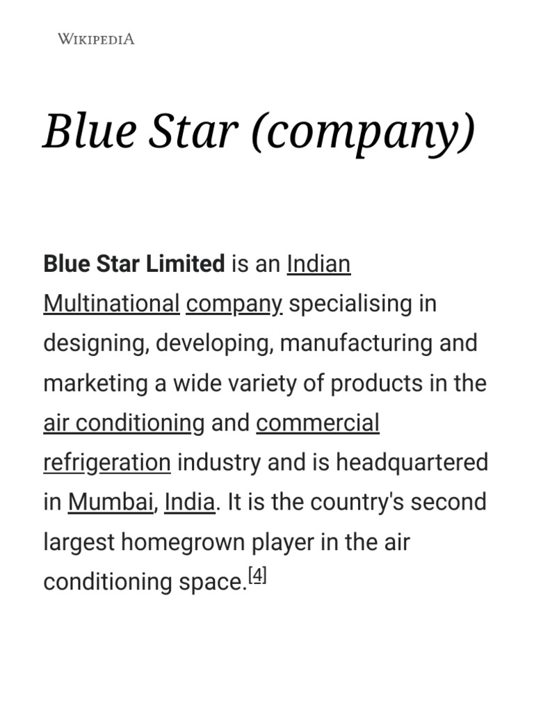 Blue Star (Company) - Wikipedia | PDF | Economies | Business