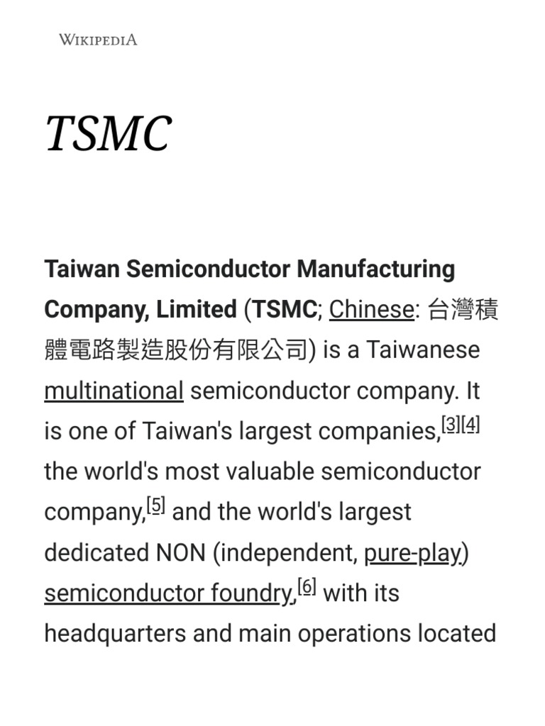 TSMC - Wikipedia | PDF