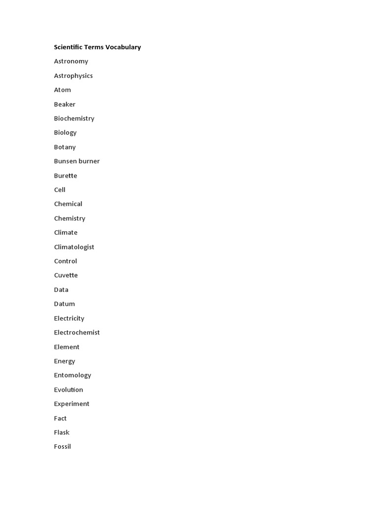 Comprehensive Scientific Vocabulary | PDF | Fuels | Petroleum